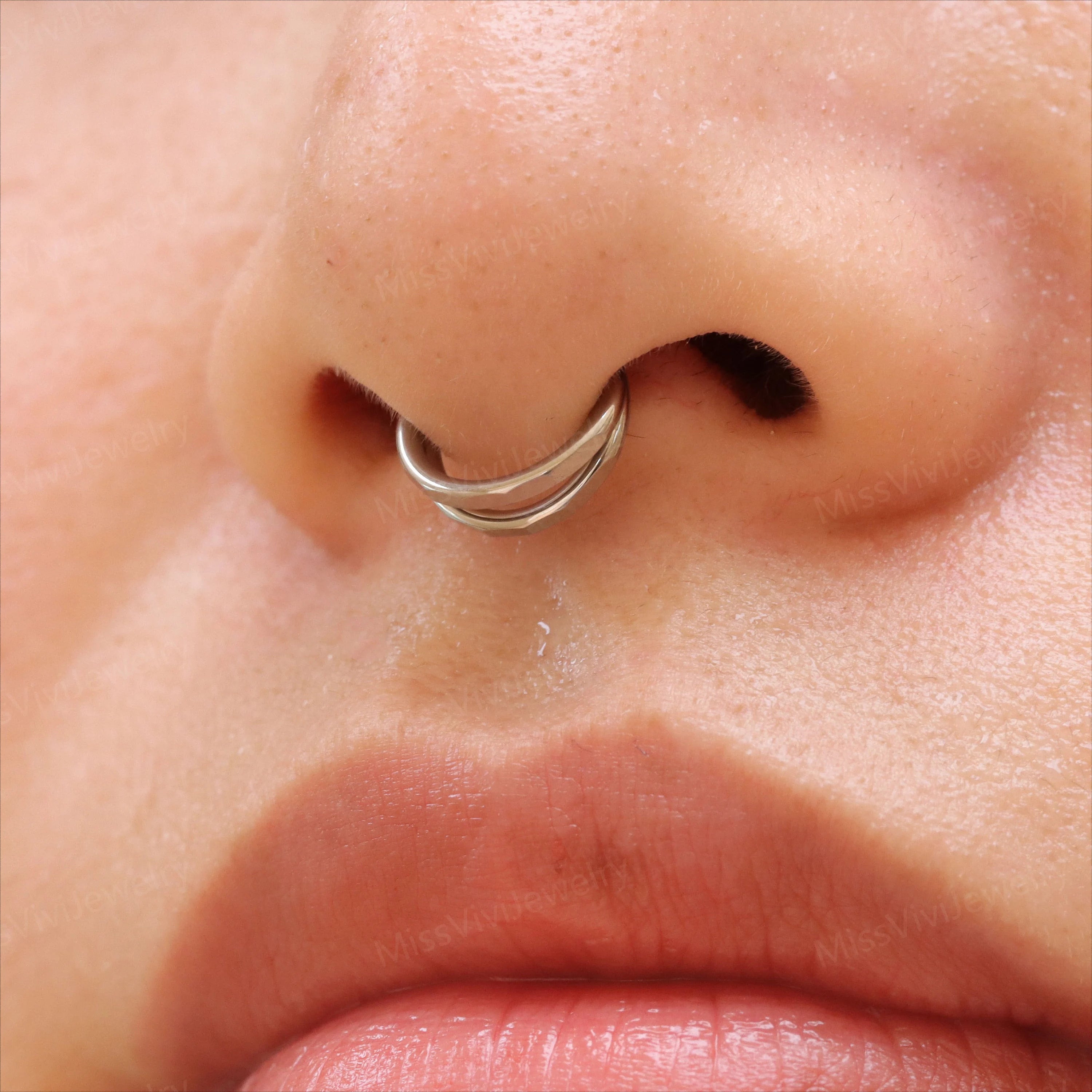 16G Titanium Double Septum Clicker/ Hinged Septum Ring/ 8mm Septum Pie ...